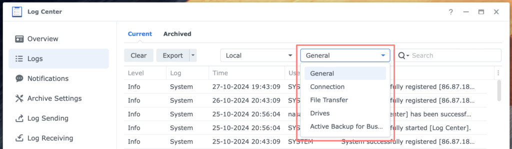 Using Log Center On Synology NAS - Storage Alchemist