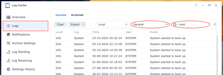 Using Log Center On Synology NAS - Storage Alchemist